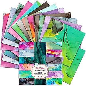 BLEDS Scrapbook Paper 12x12 inch, 24Pcs Colorful Card Making Paper Supplies Journaling Single-Side Printing for Christmas Decorative Junk Journal Album Layout Ar