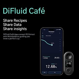 DiFluid R2 Extract Digital Brix Refractometer, Coffee TDS Refractometer, Coffee Concentration Refractometer with OTA Updates DiFluid Café APP, Multi-Test Modes, Range 0-30%, Accuracy 0.03% TDS
