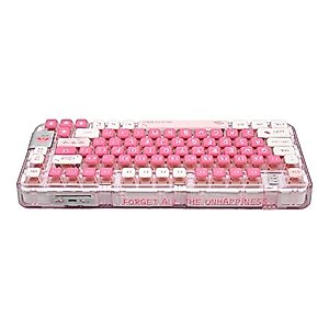 Sanpyl Pink Wired RGB Gaming Keyboard, 80 Keys Three Modes Noise Reduction Mechanical Keyboard, Bluetooth 3750mAh 2 Layer Keycaps for Win, for OS X, for iOS, for Android
