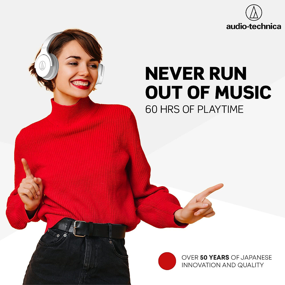 Audio-Technica ATH-S220BTWH Wireless On Ear Headphones, White, Adjustable