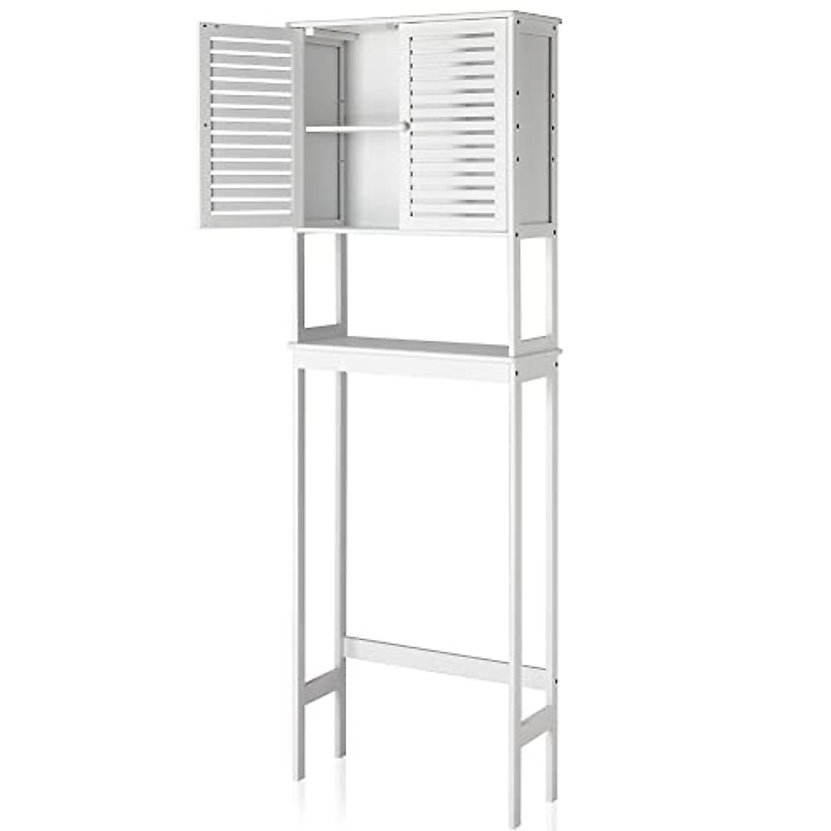 Over The Toilet Storage Cabinet, Bathroom Shelf Over The Toilet, Over Toilet Bathroom Organizer, White Bathroom Cabinet Storage Organizer Toilet Rack Shelf, Freestanding, with Adjustable Shelf