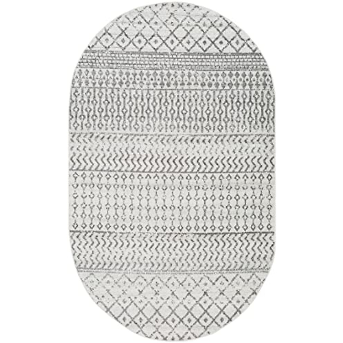Artistic Weavers Chester Boho Moroccan Oval Area Rug, 3' x 5' Oval, Cream/Charcoal