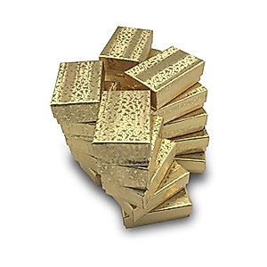 TheDisplayGuys 100-Pack #21 Cotton Filled Cardboard Paper Jewelry Box Gift Case - Gold Foil (2 5/8" x 1 5/8" x 1")