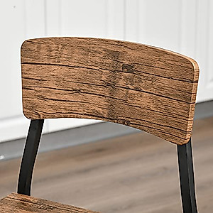 HOMCOM 3 Piece Industrial Counter Height Dining Table Set, Bar Table & Chairs with Steel Legs & Footrests, Black