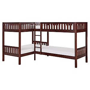 Lexicon Rowe Transitional Wood Corner Bunk Bed in Dark Cherry