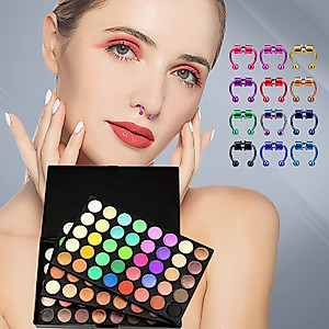 BELLNA Fake Nose Rings, Fake Septum Fake Nose Ring Horseshoe Stainless Steel Magnetic Nose Rings For Women Men Colorful, Fake Nose Rings Septum Rings Non-Pierced Clip On Nose Hoop Rings Jewelry 12pcs