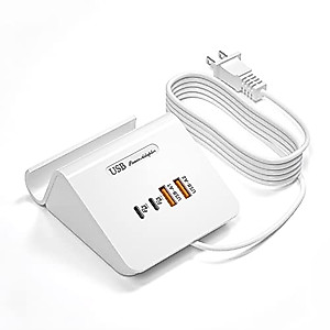 VHBW USB C Charging Station 45W, 4 Port Multiple USB Charging Station with 2 USB C & 2 USB A, 20W PD Fast Charger for Multiple Devices for iPhone 13/12/11, Samsung Galaxy, iPad, Pixel 4/3【UL Listed】