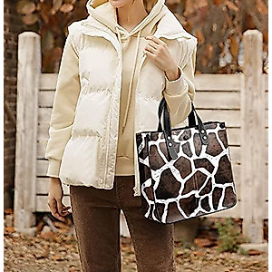 KOON Tote Bag for Women Zebra Print Cows Deer Pattern PU Shoulder Bag Purse Large Satchel Handbag for Work Travel Shopping