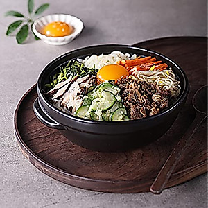GREATUS Korean Dojagi R Pot/Premium Korean Stone Pot with lid Stone Bowl Ttukbaegi Dolsot (Large)