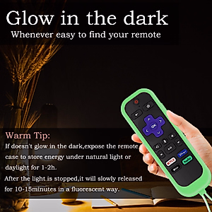 3Pack Silicone Protective Controller Sleeve for Roku | onn Roku TV Remote Cover | TCL Roku Remote Case Universal for Roku Express 4K+ 2021 | Hisense Roku (Glow Purple&Glow Green&Rose Red)
