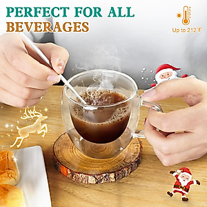 OYY Coffee Mugs Set of 4, 5oz Double Wall Glass Coffee Cups, Clear Expresso Mug with Spoons for Latte, Beverage, Tea, cappuccino