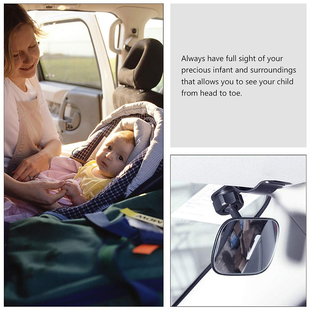 Garneck Baby Mirror for Car Back Seat 360 Wide Angle Car Mirror for Baby with Rear Facing Back Seat Full View for Toddler Children