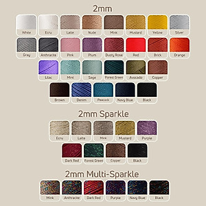 Sensy Premium 2mm 251 Yards Polyester Rope 100% Polypropylene Cord Macrame Cord 2mm Crochet Bag Cord Macrame Rope Crochet Thread Gift for Knitter (Copper)