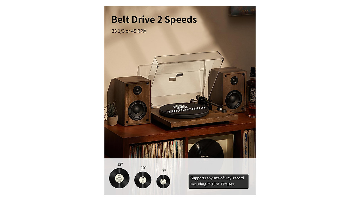 ANGELS HORN Hi-Fi Vinyl Record Player - Bluetooth Turntable