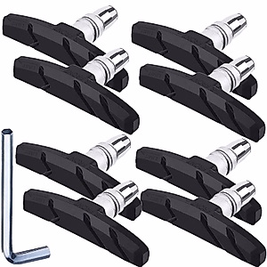 HOTOP 4 Pairs Bike Brake Pads Mountain Bike Brake Pads with Hex Nuts and Spacers V Bicycle Blocks Set, 70 mm(Black)