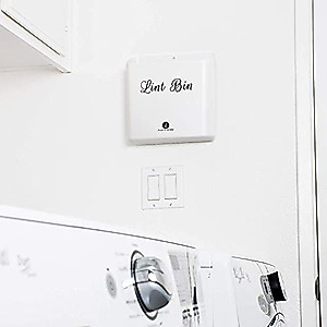 Lint Holder Bin with Magnetic Strip and Pocket Treasures Bin Magnetic Coin Holder (2 Piece Set) for Laundry Room Organization or Laundry Room Décor by A.J.A. & MORE (Off-White)