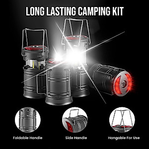 Lichamp 2 Pack LED Camping Lanterns, Battery Powered Lantern Flashlight COB Camp Light for Power Outages, Camping Supplies and Home Hurricane Supplies, F2GY