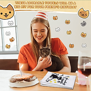 6 Pcs Cat Kitchen Dish Towels with Sayings, Cute Cat Hand Towels for Cat Lover Halloween Housewarming Gifts (Cat Style)