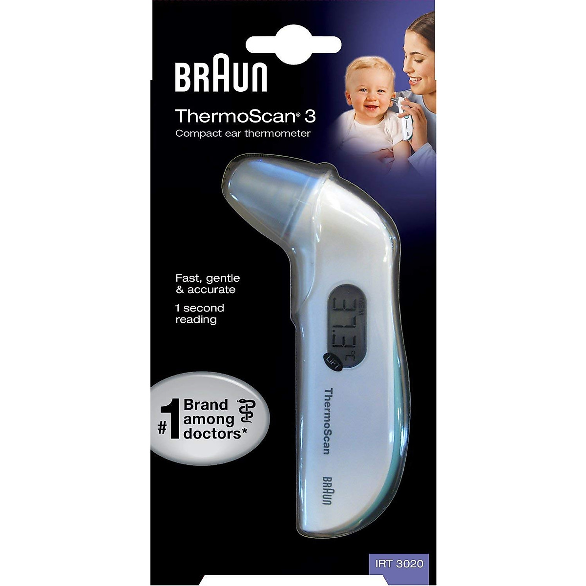 Braun Thermoscan Ear Thermometer with 1-second readout, IRT3020US