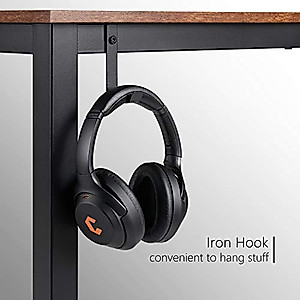 CubiCubi Computer Office Small Desk 47", Study Writing Table, Modern Simple Style PC Desk with Splice Board, Black and Rustic Brown