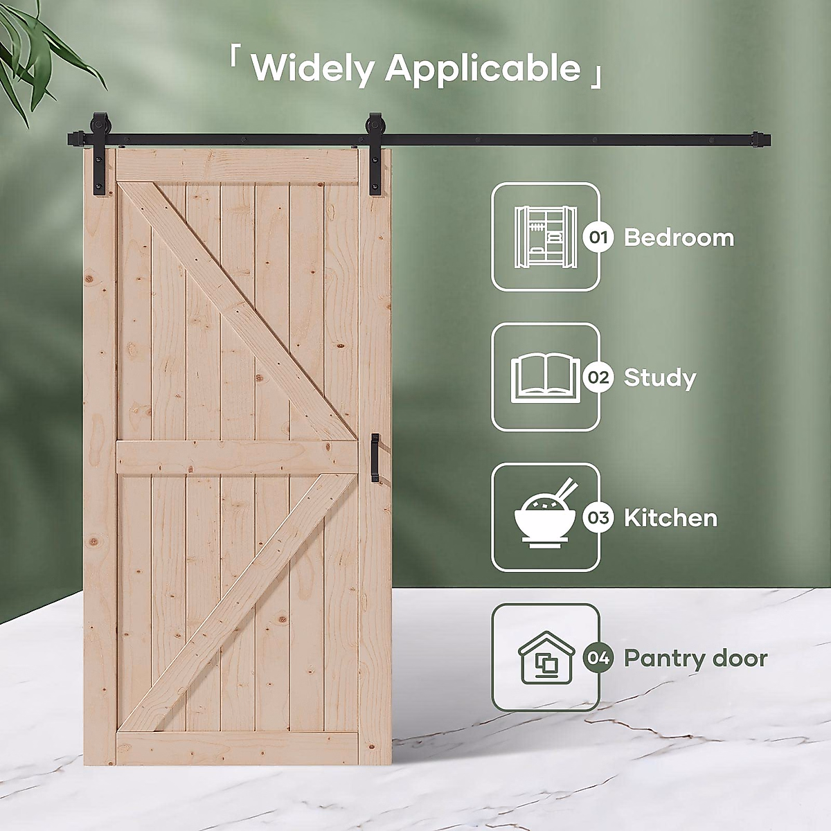 FREDBECK 42in x 84in Wood Barn Door with 7FT Barn Door Hardware Kit Included K Shape Solid Spruce Wood Panel Need to Assembly