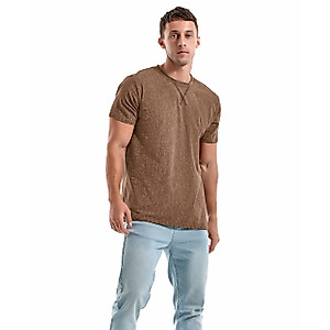 KLIEGOU Men's T-Shirts - Elasticity Cotton Crew Neck Tees 2166 Khaki XXXL