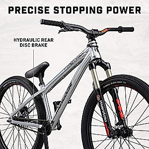 Mongoose Fireball Dirt Jump Mountain Bike, 26-Inch Wheels, Mechanical Disc Brakes, Chrome