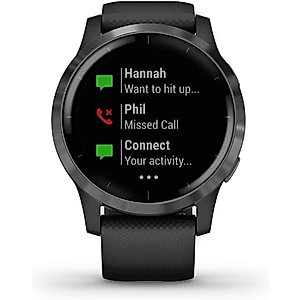Garmin Vivoactive 4 GPS Fitness Smartwatch (Renewed) with Black Case and Slate Hardware