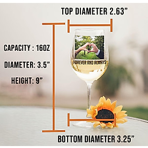 Personalized 16oz Photo Picture Print Stemmed Wine Glass - Wedding Gifts Anniversary for Couple, Parents Husband Wife, Mother's Day Gift 20th 25th 30th 40th 45th 50th 60th, Year Anniversary