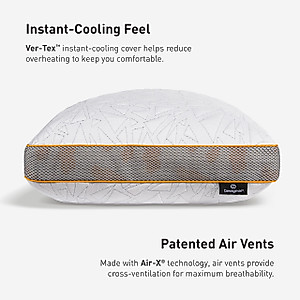 Bedgear Storm Performance Pillow - 2018 Version - Size 2.0 - Cooling Pillow for Hot Sleepers - Medium Firmness Bed Pillow for All Sleep Positions - Washable Removable Cover - 20" W x 26" L x 5.75" H