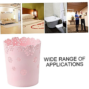 KUYYFDS Round Pink Plastic Trash Can with 1000 mL Capacity, Non-slip Base, for Kitchen, Office, Bathroom