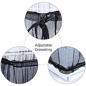 POPETPOP Bird Cage Cover Seed Catcher Birdcage Nylon Mesh Net Cover Skirt Guard (Black)