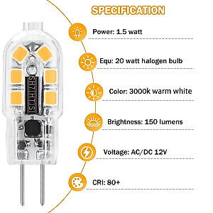 G4 LED Bulbs 12V 20W Halogen Bulb Replacement, HengBo G4 Bi Pin Base JC Type T3 Light Bulb Warm White 3000K for Under Cabinets Home Lights, Non-Dimmable, (Pack of 10)
