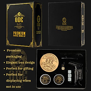 OdeGjs Premium Cocktail Smoker Kit - Includes 4 Wood Chips for Bourbon and Whiskey plus Drink Smoker Accessories Unique Gifts for Men and Women on all Occasions Including Torch No Butane