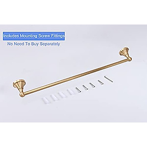 TocTen Bath Towel Bar - Thicken SUS304 Stainless Steel Towel Rack for Bathroom, Retro Style Bathroom Hardware Accessories Towel Rod Heavy Duty Wall Mounted Towel Holder (24 Inch, Gold)