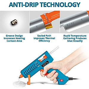 Tilswall Hot Glue Gun 50W with 75 PCS (5.11'' x 0.27") Glue Sticks Heat Up Quickly Mini Melt Gun Electric for Art Crafts School, Sealing, DIY, Home Repairs, Card, Glass, Festival Decor and Gifts