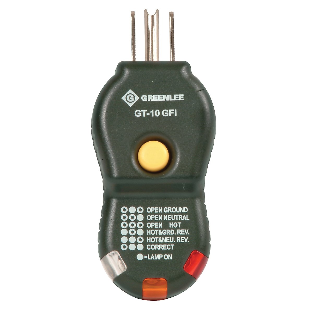 Greenlee GT-10GFI Tester, Circuit GFI, Circuit Tester Polarity Cube for Troubleshooting 20 VAC Grounded Outlets and Testing GFCI Receptacles, Black, Small