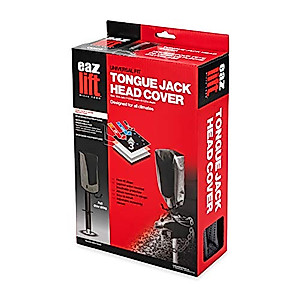 Camco Electric Tongue Jack Head Cover- Protects Your Electric Tongue Jack from Harmful UV Rays, Excess Moisture and Dirt and Debris (48356), Black,Grey