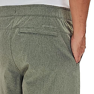 Eddie Bauer Men's Woven Tech Pull On Stretch Training Athletic Shorts, Quick Dry Lightweight Workout Running Shorts with Pockets - Duck Green XL