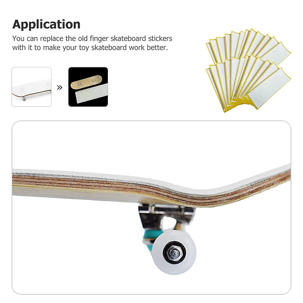 VOSAREA 10pcs Fingerboard Grip Tape Adhesive Nonslip Foam Grip Tape Finger Skateboard Supplies (White)