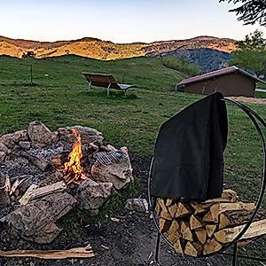 GAFOKI Outdoor Grills 1pc for Use Heavy Wood Grill Garden Patio Outdoor Polyester and Hoop Tarp Burner Indoor Black Holder Practical Log Cover Storage Yard Round Portable - Duty Gas Grill