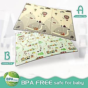 LFCREATOR Baby Play Mat,79" x 71" Extra Large Play Mat for Baby,Anti Slip Non Toxic Infant Play Mat ，Waterproof Reversible Playmat with Fabric Covering Edge,CAR