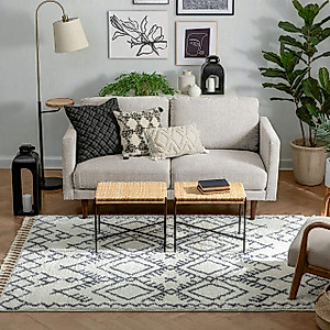 Well Woven Chessa Grey Moroccan Shag Diamond Trellis Pattern Area Rug 7'10" x 9'10"