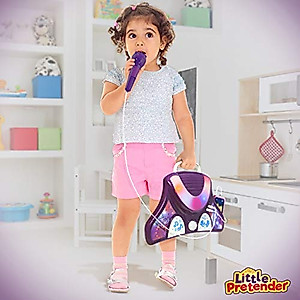 Little Pretender Kids Karaoke Machine with 2 Microphones & Adjustable Stand, Music Sing Along with Flashing Stage Lights and Pedals for Fun Musical Effects