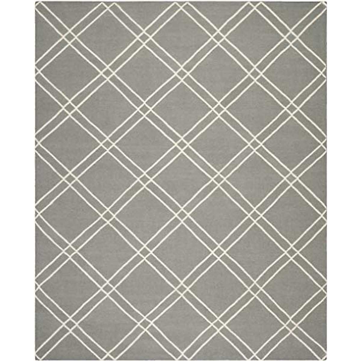 SAFAVIEH Dhurries Collection 8' x 10' Grey/Ivory DHU638B Handmade Flatweave Premium Wool Area Rug