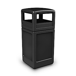 Commercial Zone-73290199 PolyTec 42 Gallon Square Waste Container, Black & Umbra Vento Open Top 16.5-Gallon Kitchen Trash Large, Garbage Can for Indoor, Outdoor or Commercial Use, Black/Nickel