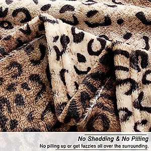 Viviland Flannel Fleece Blanket Twin Size 60x80 inches, 280 GSM Lightweight Blanket for Couch Sofa Bed, Super Soft Cozy Warm Blanket, Leopard Print