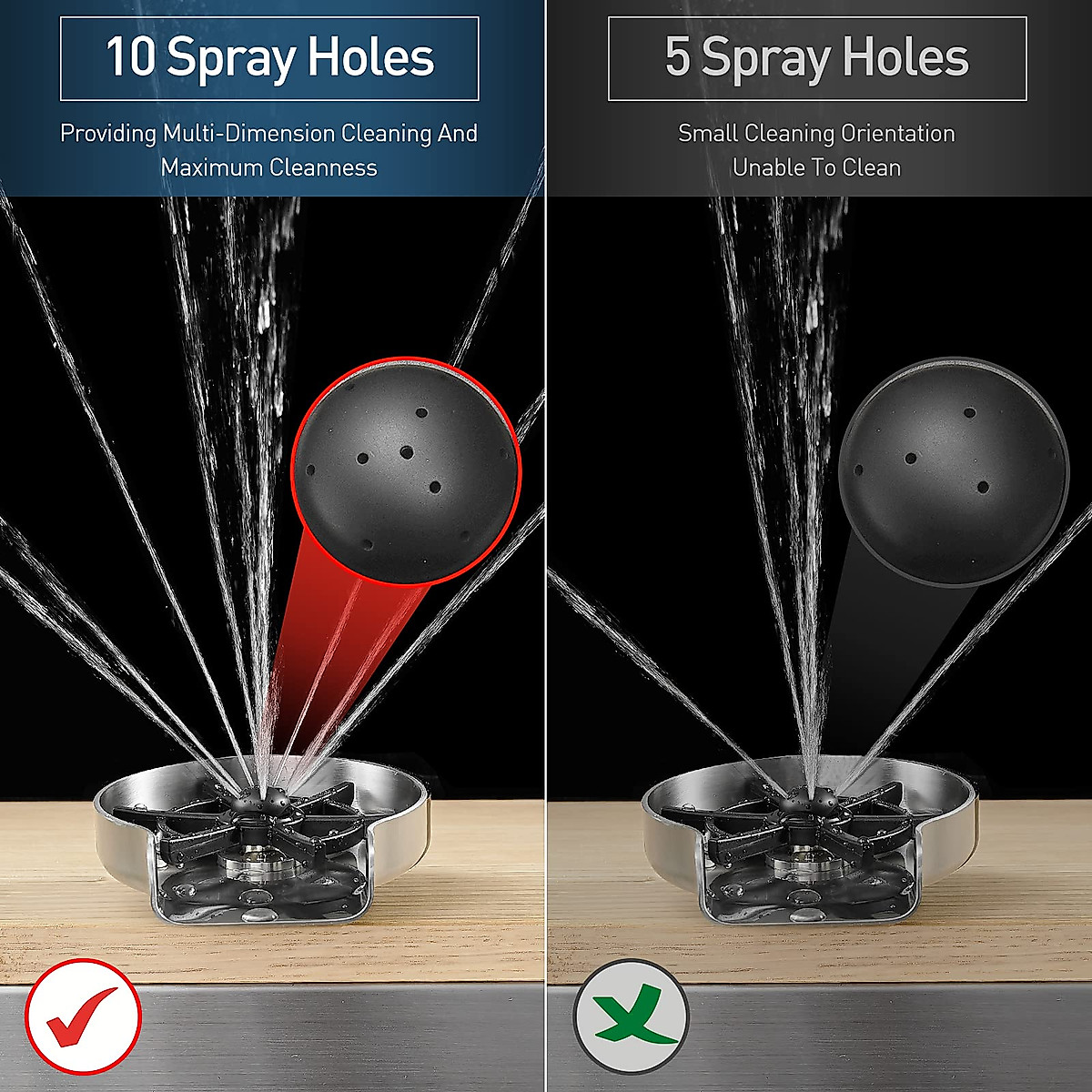 POKIM Glass Rinser for Kitchen Sink Stainless Steel Bottle Washer for Bar Sink Brushed Nickel High Pressure Rinse Cup Cleaner Accessories Solid 304 SUS Mode Replacement