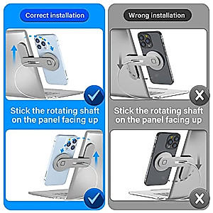 Laptop Phone Holder, 15W Fast Wireless Charger Magnetic Laptop Holder, Adjustable Phone Mount Bracket for Laptop Monitor, Slim Foldable Portable Computer Expansion Stand for iPhone 14/13/12 Series