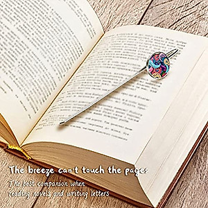 Exquisite Personalized Silver Metal Bookmark with Customized Pattern,Durable Creative Stainless Steel Book Marker as Gift for Kids Teens Adult Colorful Octopus